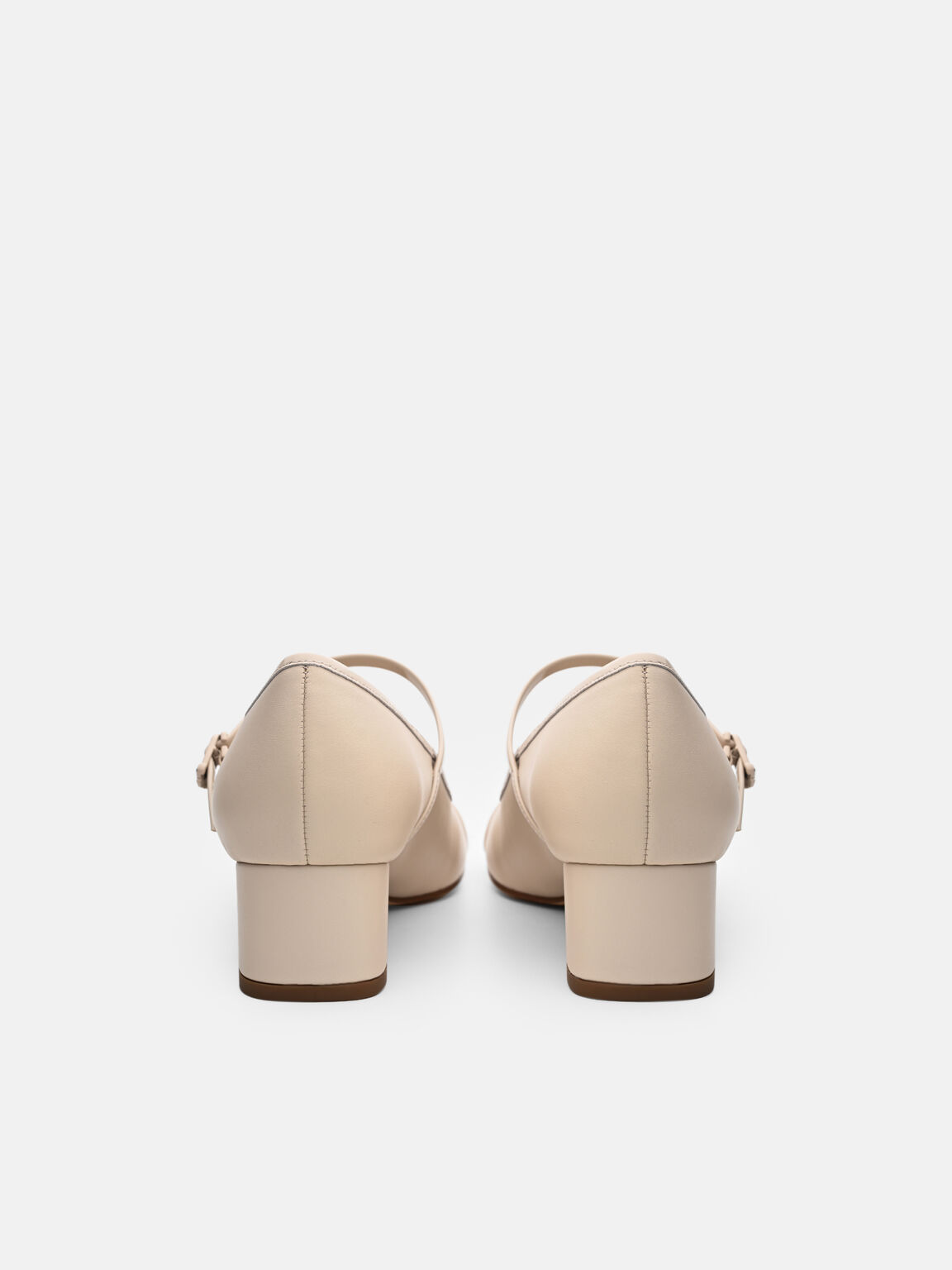 Claude Leather Mary Jane Pumps - Beige - PEDRO ID