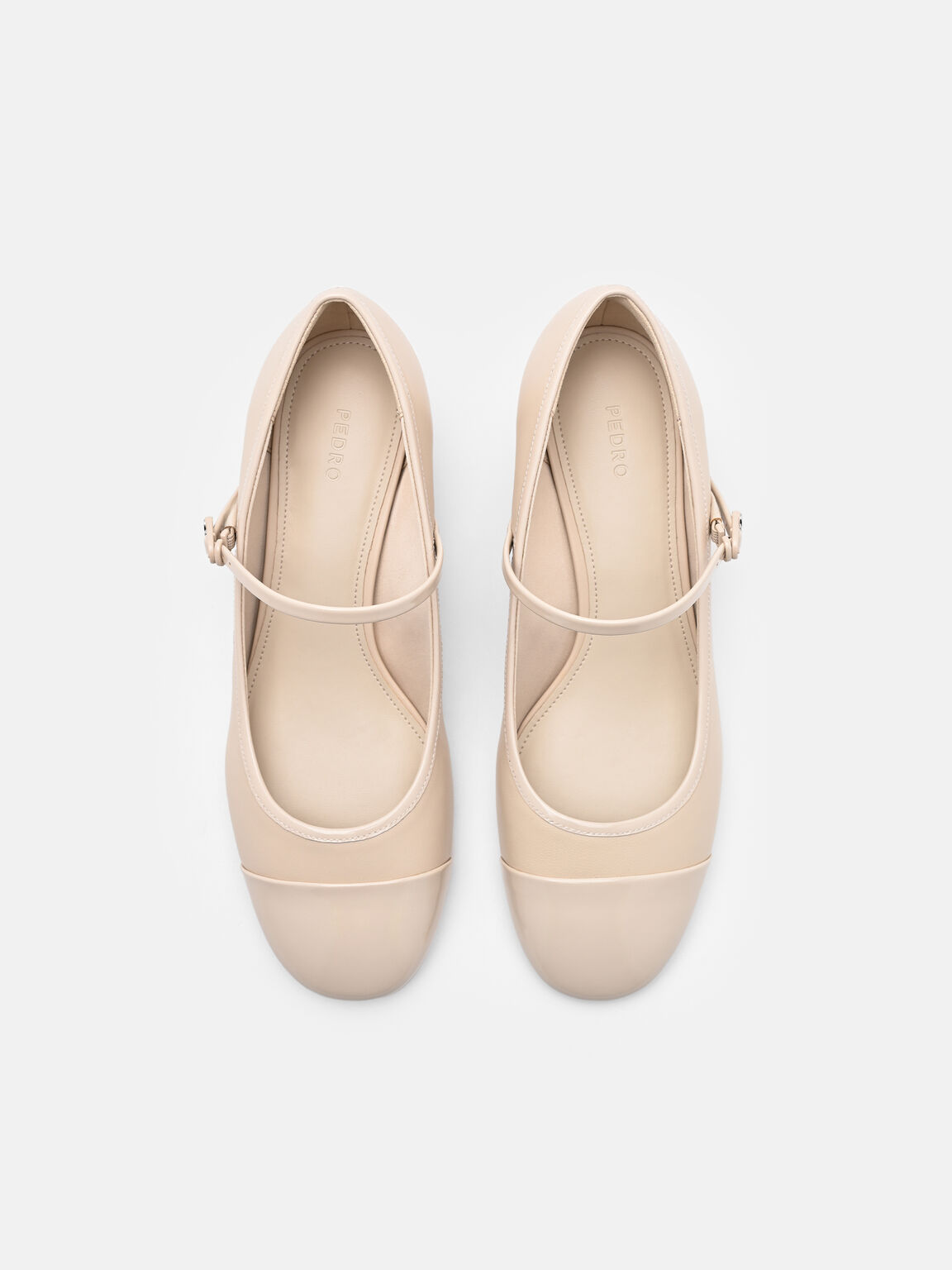 Claude Leather Mary Jane Pumps - Beige - PEDRO ID