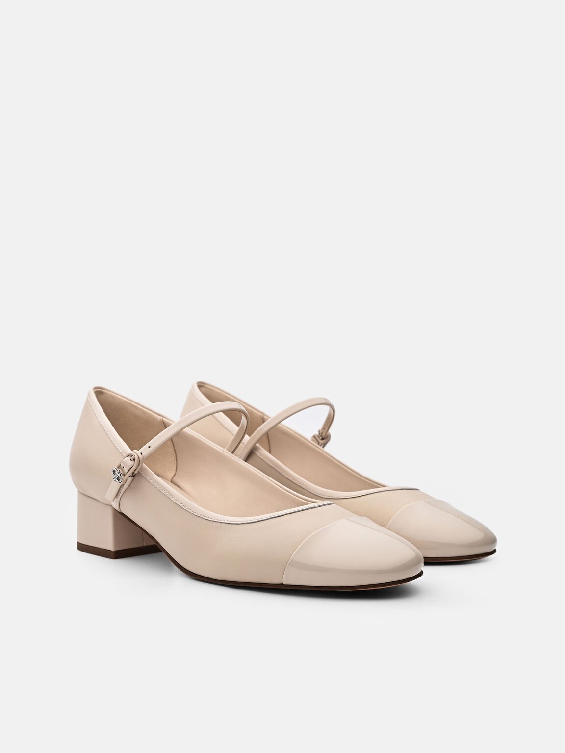 Claude Leather Mary Jane Pumps - Beige - PEDRO ID