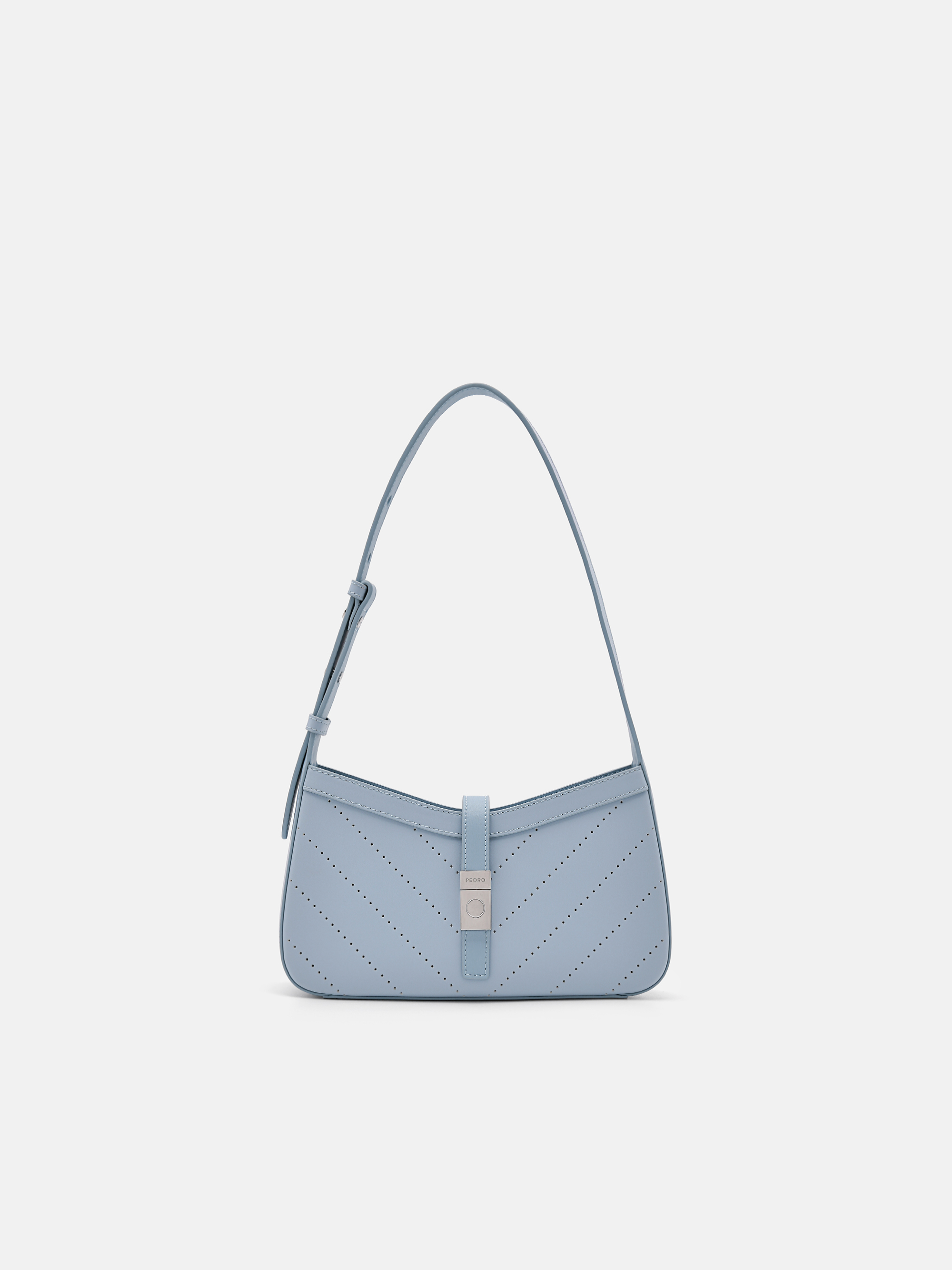 Slate Blue PEDRO Studio Farida Perforated Leather Shoulder Bag - PEDRO ID